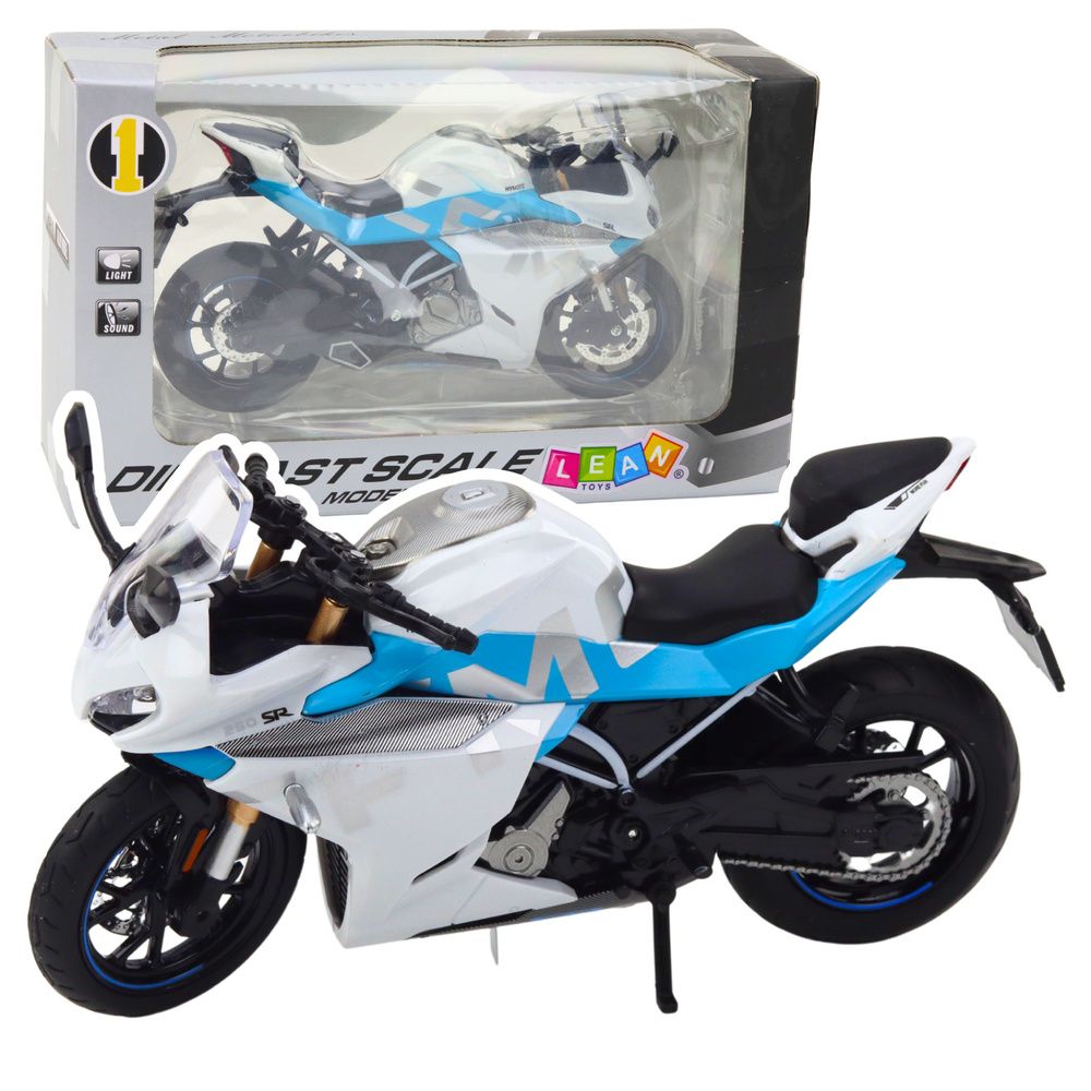 Metalni model sportskog motocikla bijelo/plavi 1:12 — Bazzar.hr