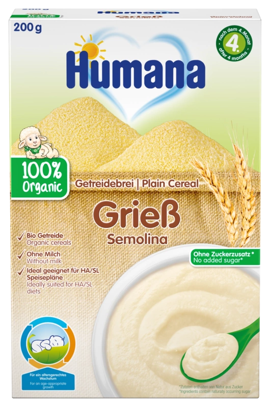 Humana organska bezmlečna instant kaša sa grizom 200g — Bazzar.rs
