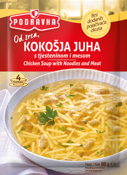 Podravka Kokošja Supa sa Tjesteninom i Mesom 60g — Bazzar.ba