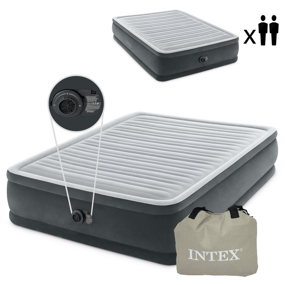 INTEX madrac na napuhavanje 203 x 152cm sivi — Bazzar.hr