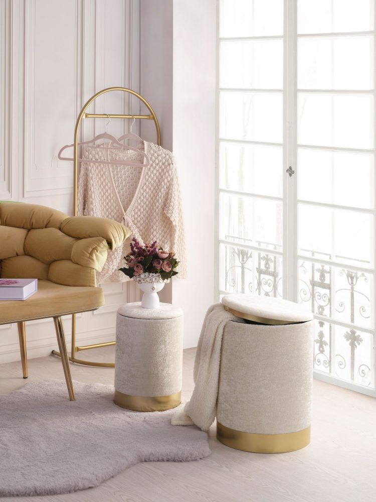 Set Pufni Tabureta Comfort - Krem (2 Komada) — Bazzar.ba