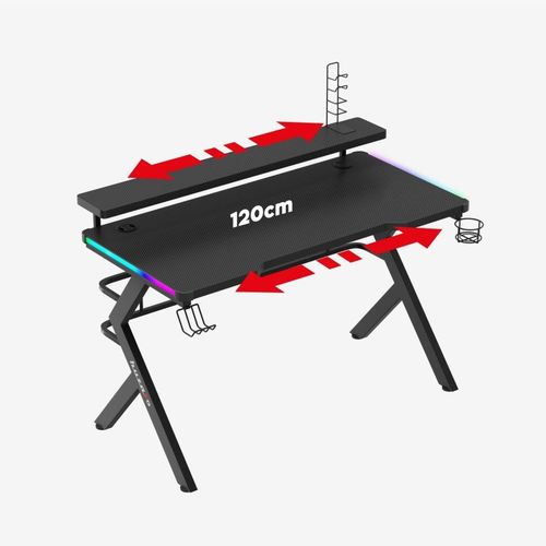 Hero 5.0 RGB crni igraći stol 120 cm — Bazzar.hr