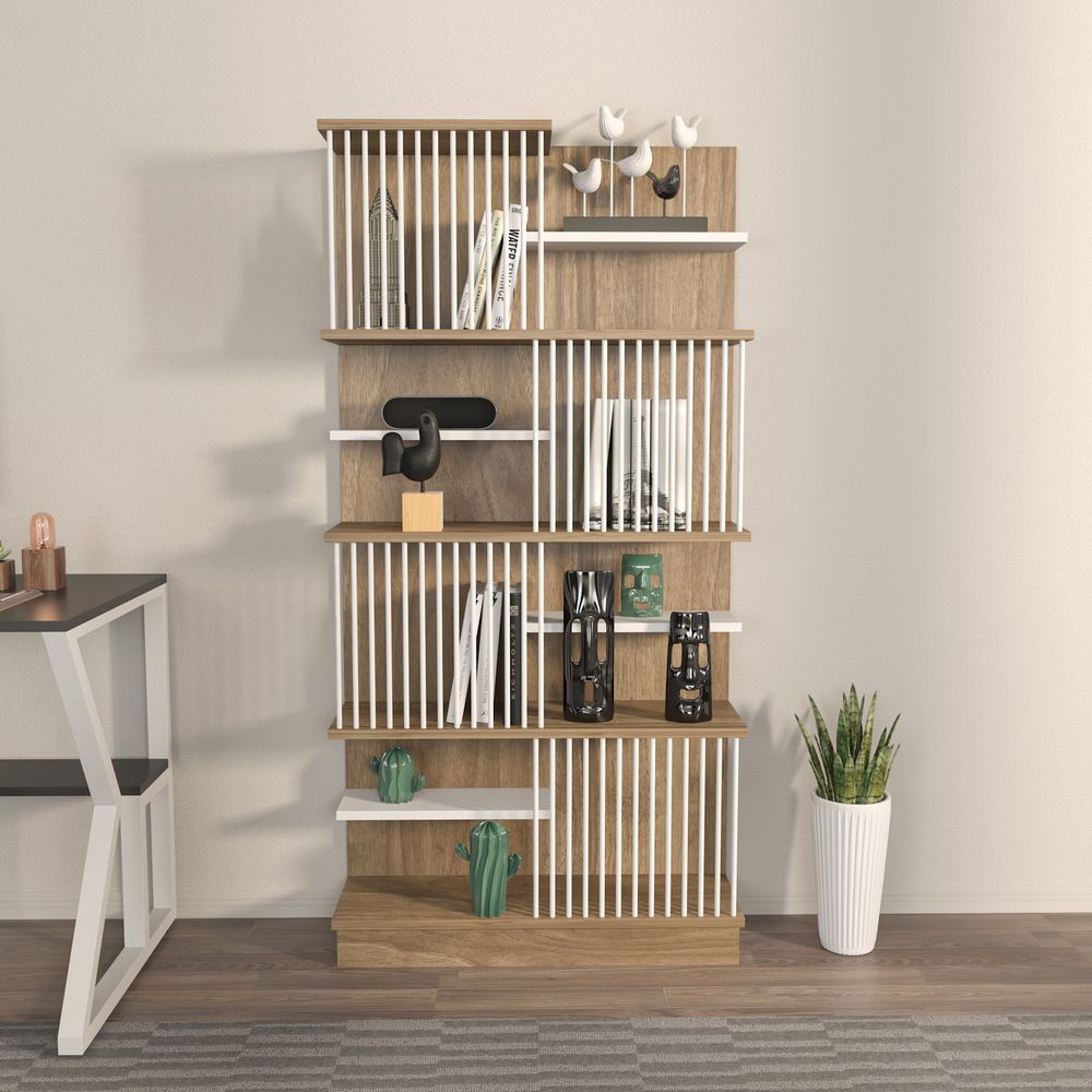 Arya - Oak, White OakWhite Bookshelf — Bazzar.ba