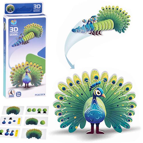 3D slagalica kartonski model šareni PAUN uradi sam DIY — Bazzar.hr