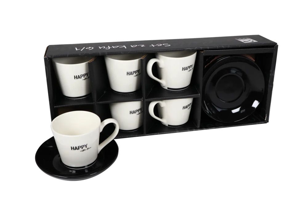 Sigma Porcelan set za kafu 180ml 6/1 (BW/HAPPY) — Bazzar.rs