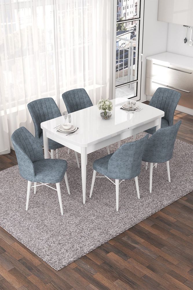 Nef - White, Grey White Grey Extendable Dining Table & — Bazzar.rs