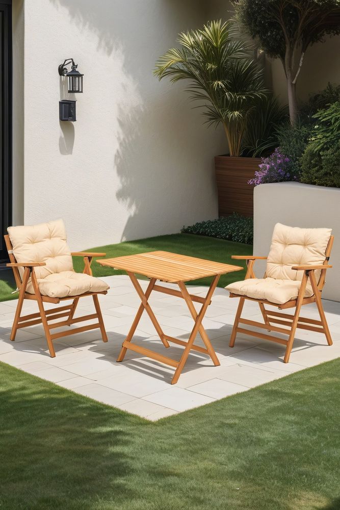 My025 Natural Cream Garden Table & Chairs Set (3 Pieces) — Bazzar.rs