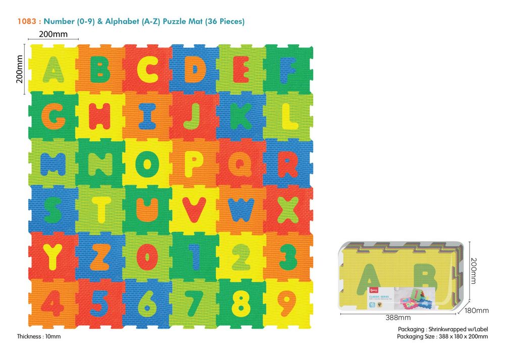 Šarena puzzle podloga slova i brojevi 20x20cm — Bazzar.hr