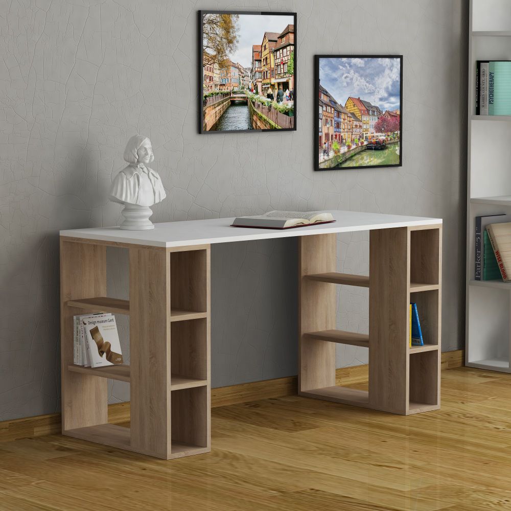 Colmar - White, Oak White Oak Study Desk — Bazzar.rs